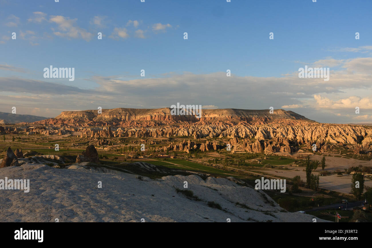 Horizontal shot of valley with fairy chimneys in Cappadocia Stock Photo ...