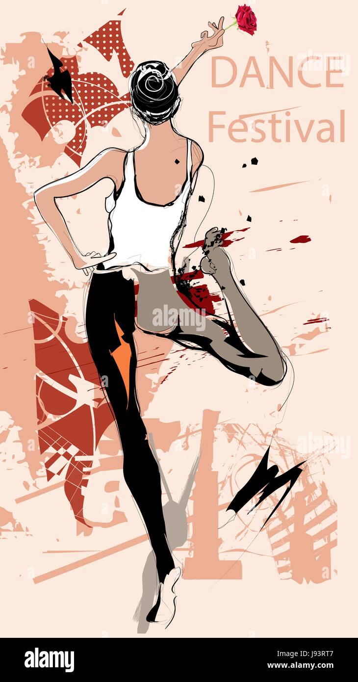 Woman dancing on grunge background - vector illustration Stock Vector ...
