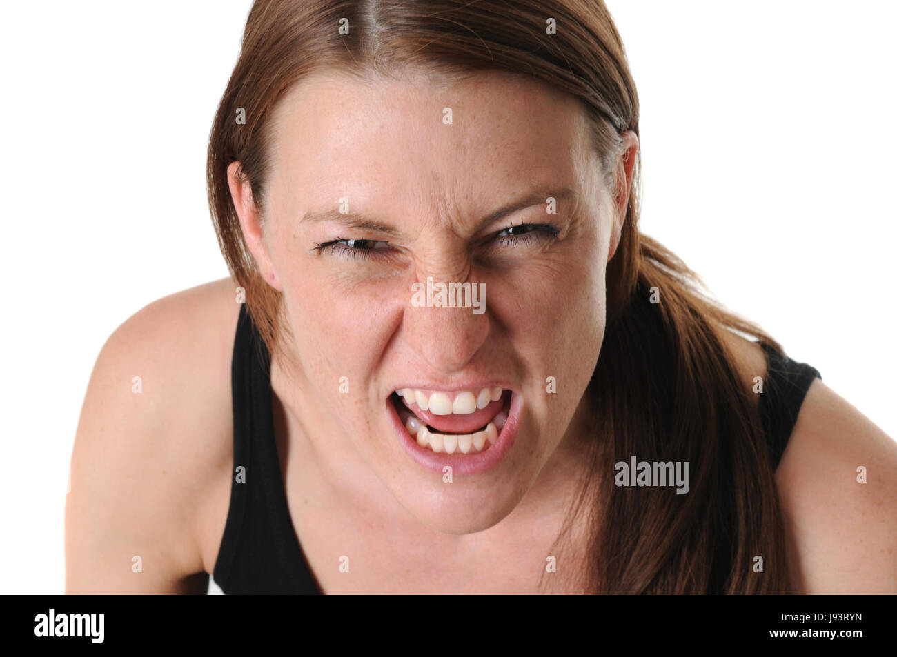 woman, face, portrait, upbraid, grimace, fierce, funny, angrily ...