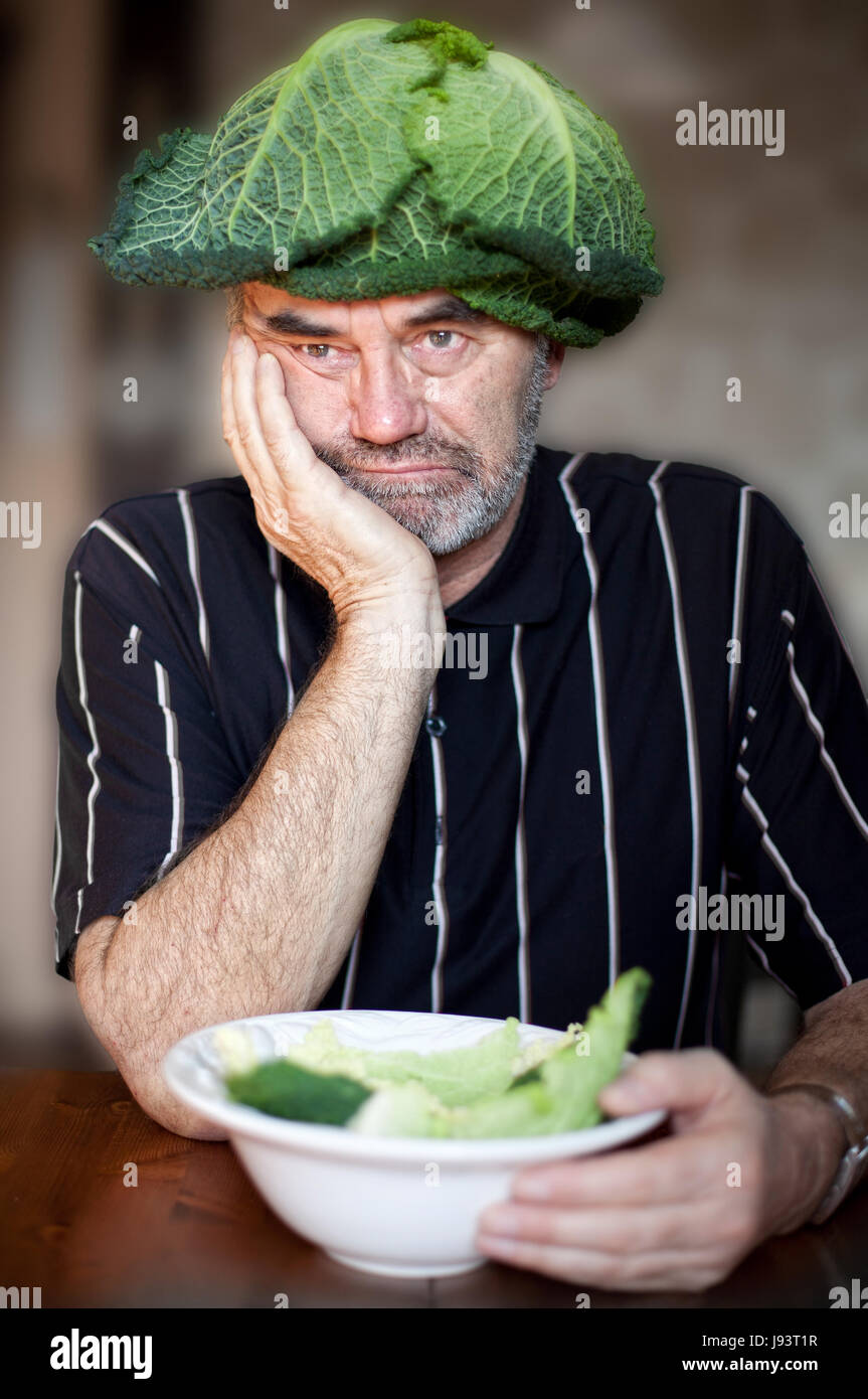 sad, vegetable, diet, cabbage, savoy, renounce, salad, food, aliment ...