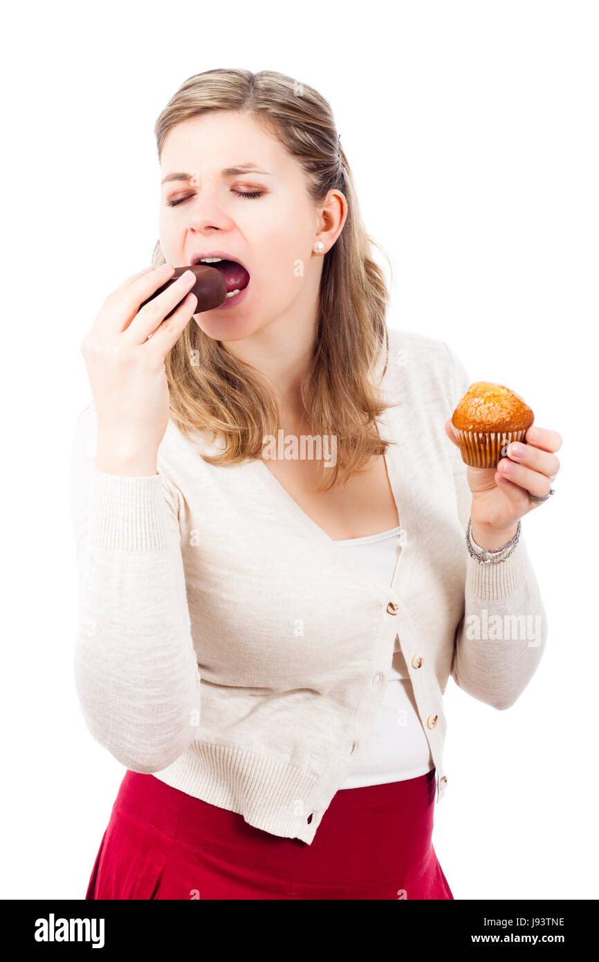 woman, eating, eat, eats, muffin, woman, humans, human beings, people ...