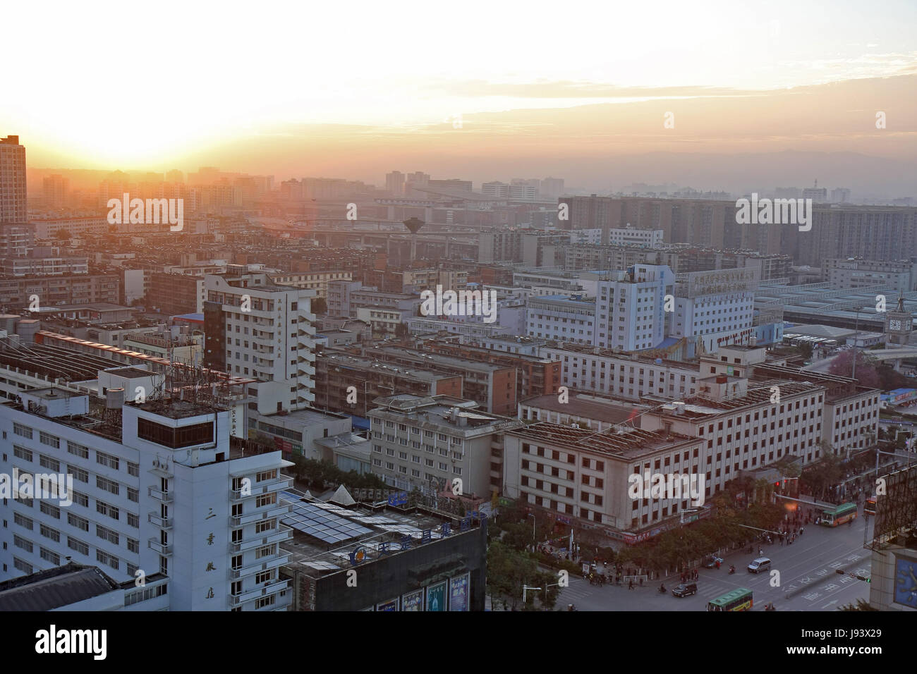 buildings, city, town, asia, sunrise, china, urban, aerial, buildings ...