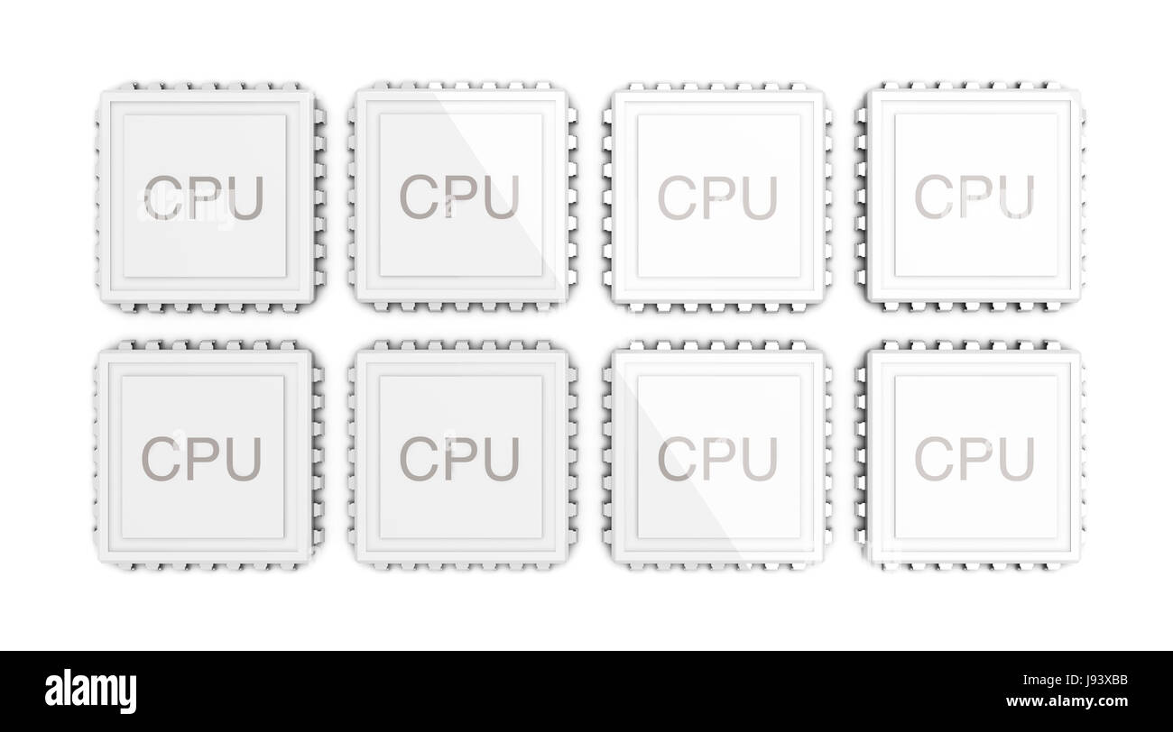 isolated, graphic, hardware, illustration, eight, processor, digital ...