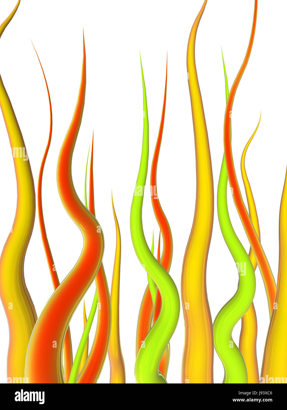 flow, green, soft, deco, digital, abstract, orange, spike, spikes ...