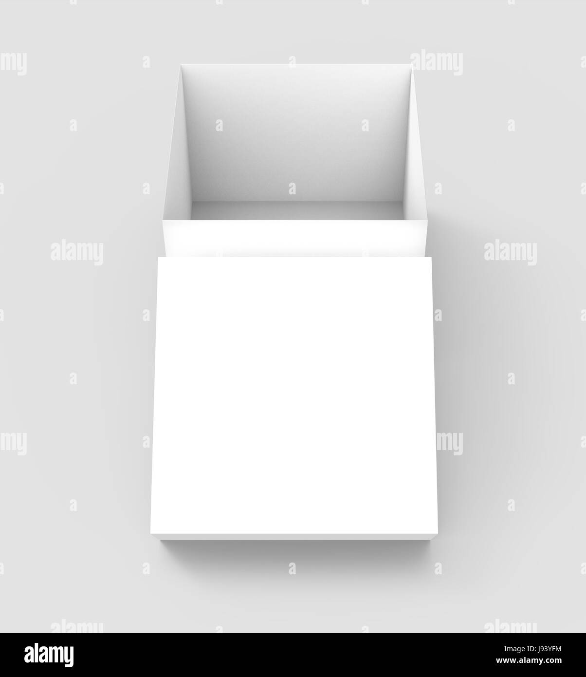 white flat 3d rendering blank open box, isolated gray background Stock ...