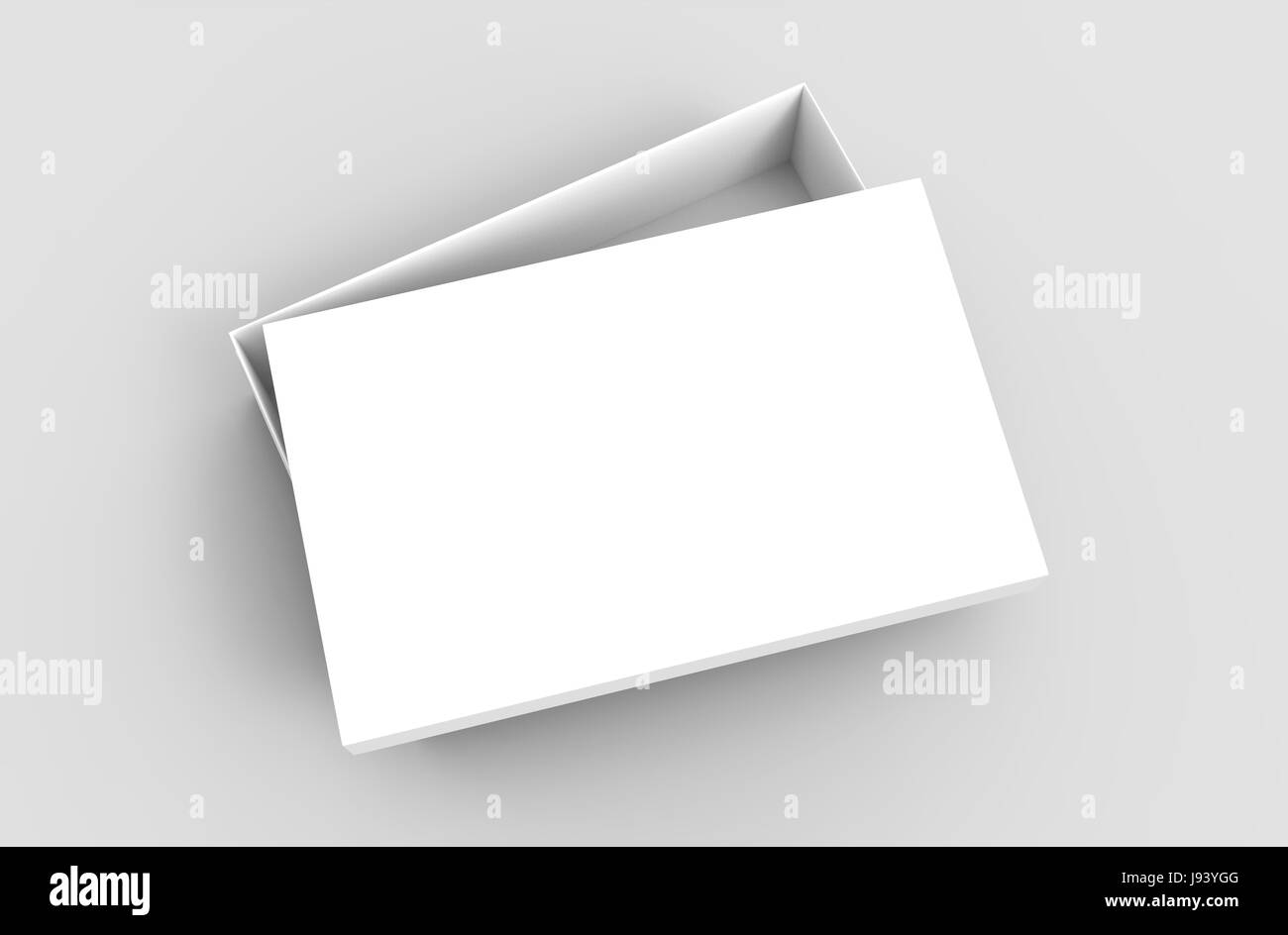 tilt white flat 3d rendering blank open box, isolated gray background ...