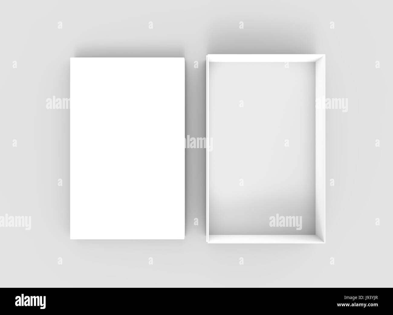 white flat 3d rendering blank open box, isolated gray background Stock ...