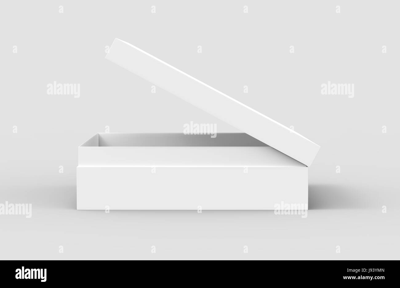white flat 3d rendering blank open box, isolated gray background Stock ...