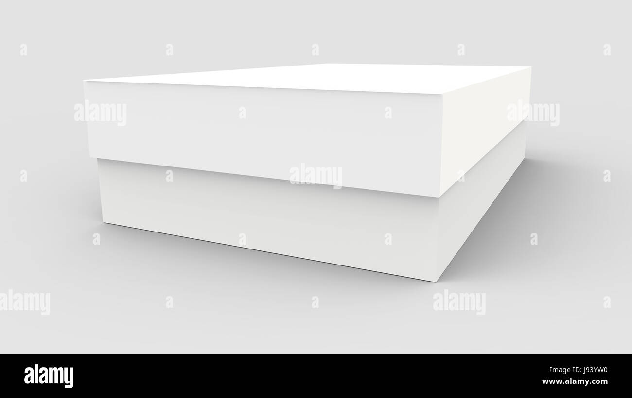 white flat 3d rendering tilt blank box, isolated gray background Stock ...