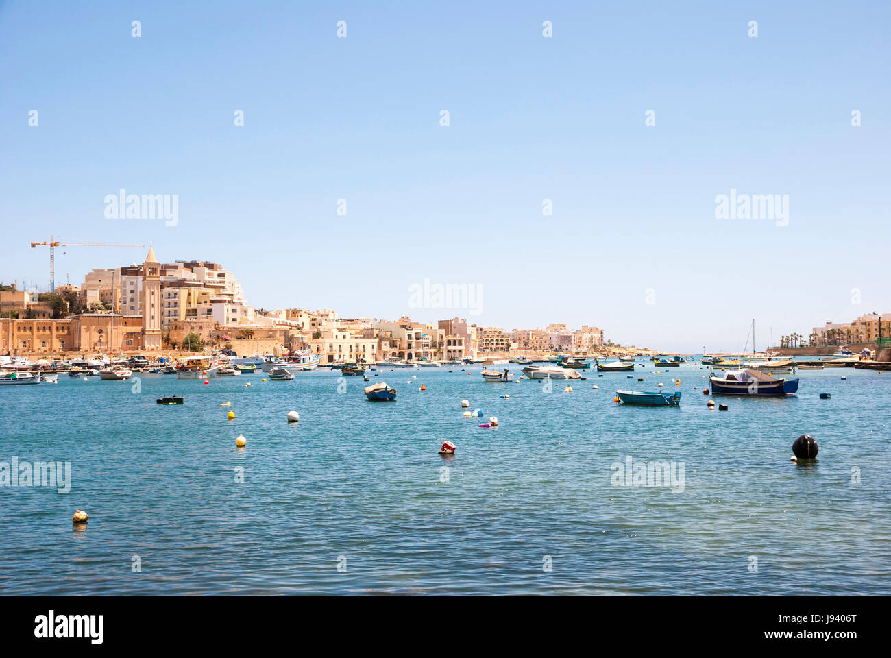 Marsaskala city and bay with typical boats, Malta Stock Photo - Alamy