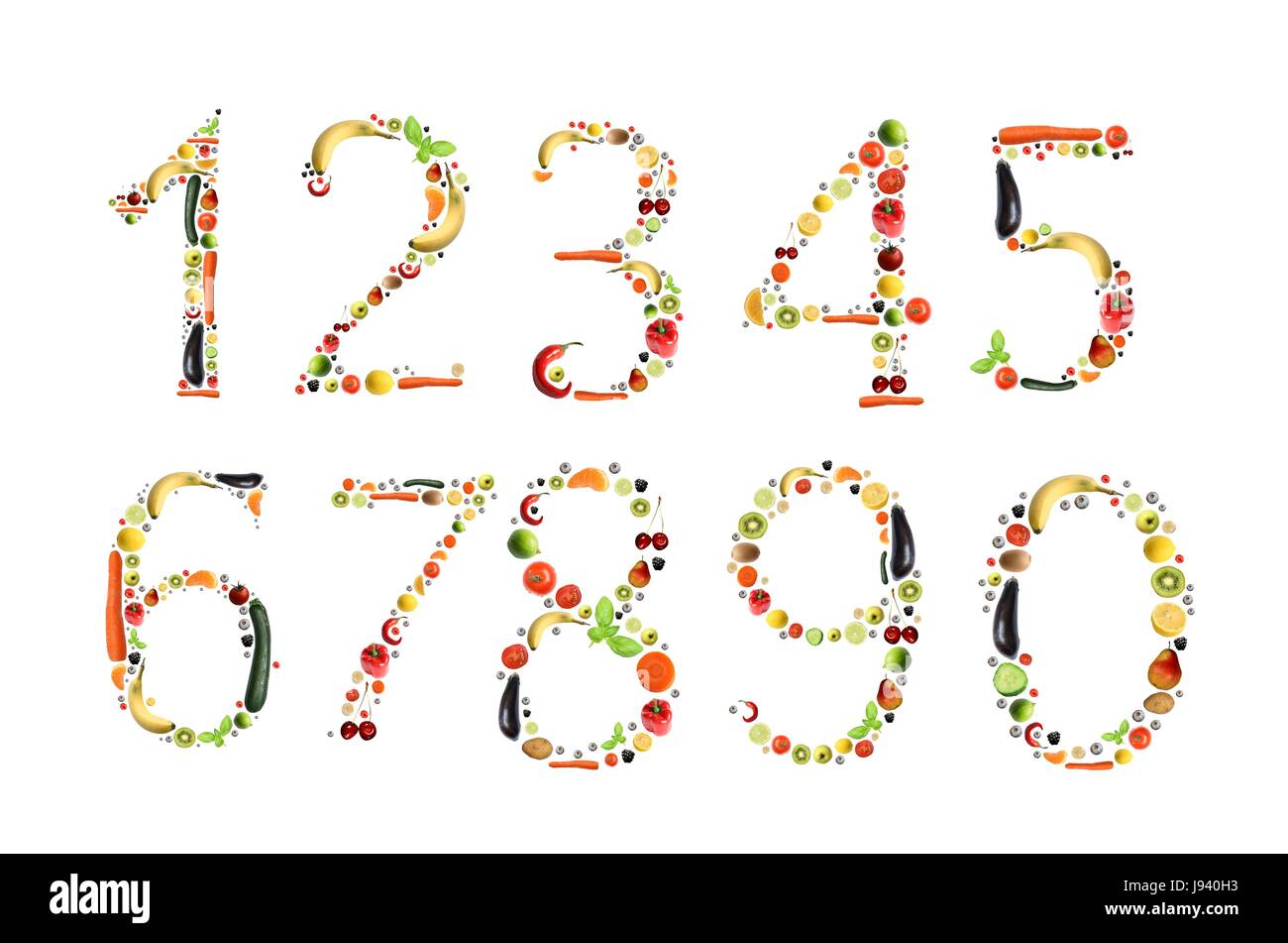 numbers from fruit and vegetables Stock Photo - Alamy