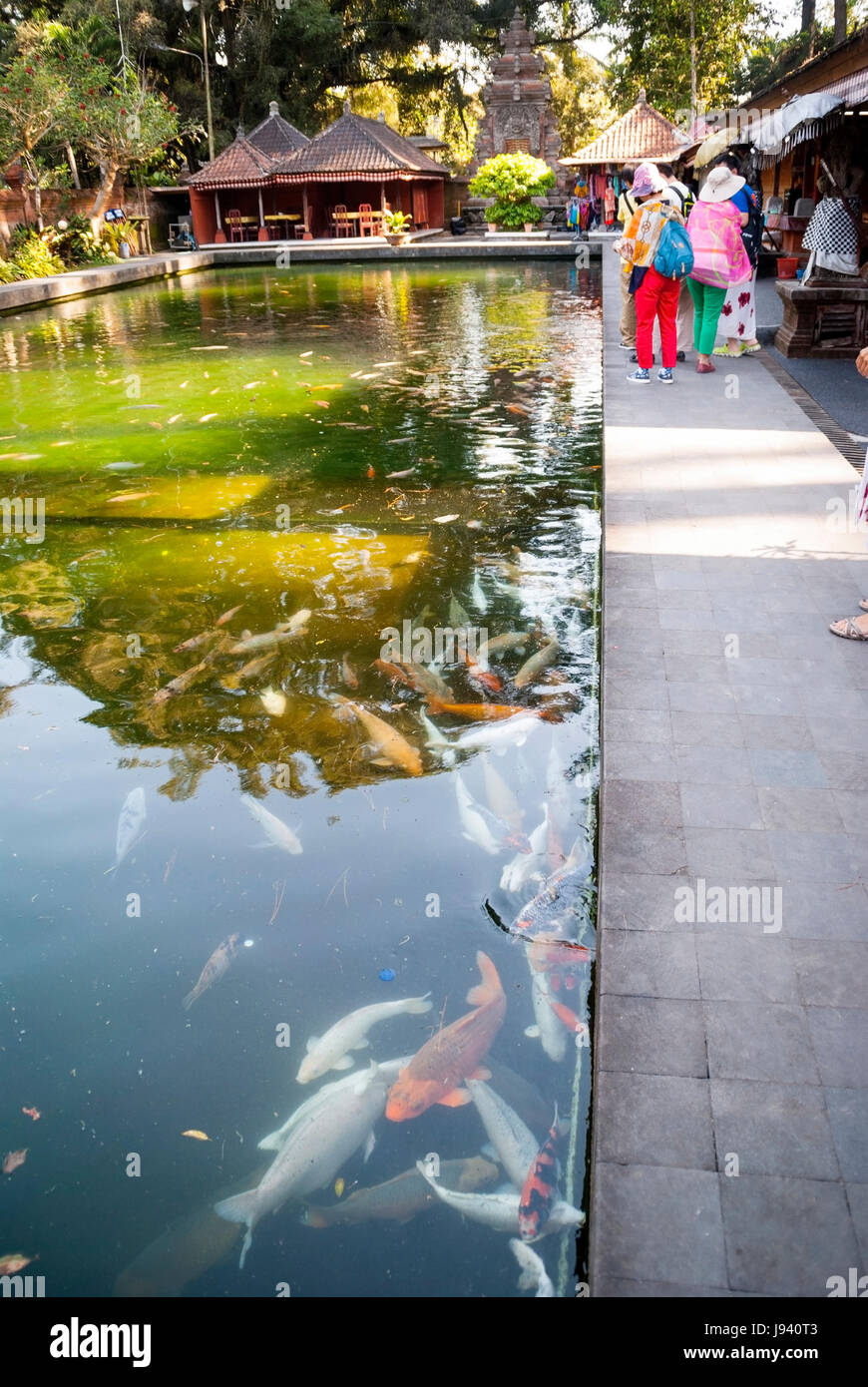 BALI, INDONESIA - SEPTEMBER 22: Water pond and visitors at Pura Tirta ...