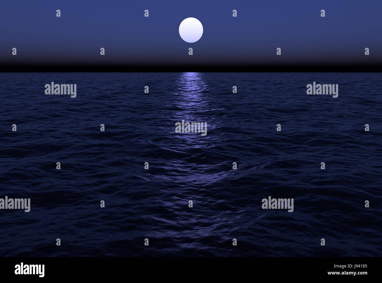 horizon, moon, reflection, twilight, moonlight, full moon, shimmer ...