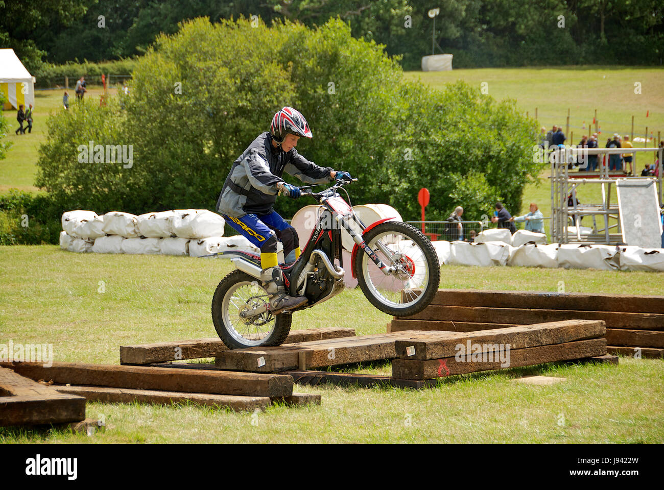 Off-Road stunt riders at Motorcycle World Show at Beaulieu Motor Museum ...