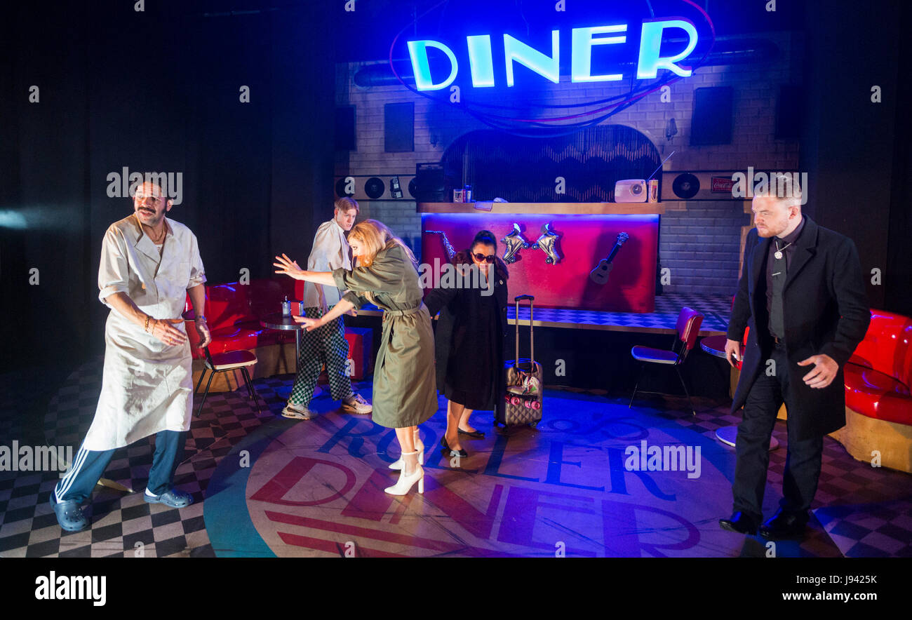 London, UK. 30 May 2017. Pictured L-R: Joe Dixon, Ricky Oakley, Lucy ...