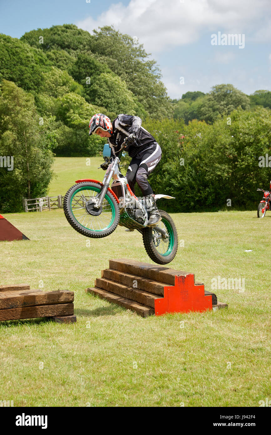 Off-Road stunt riders at Motorcycle World Show at Beaulieu Motor Museum ...