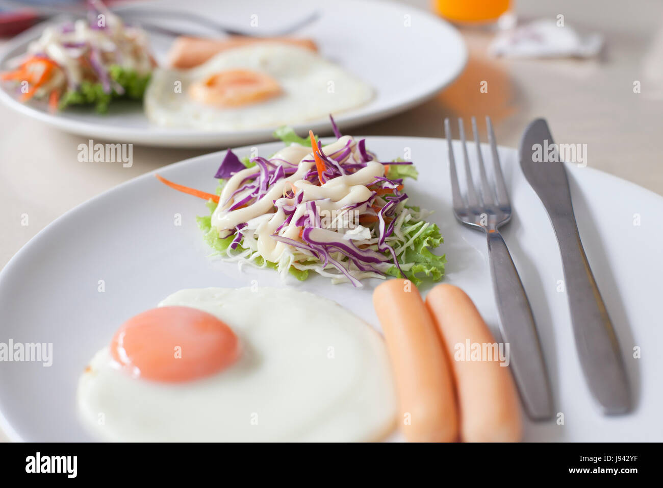 breakfast meal on table ready for eating Stock Photo - Alamy