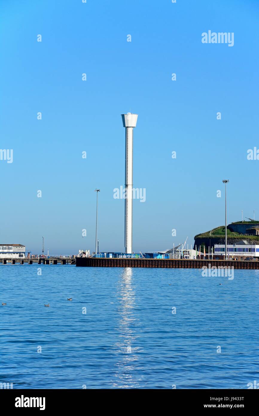 View of the Jurassic skyline tower on the pier, Weymouth, Dorset ...