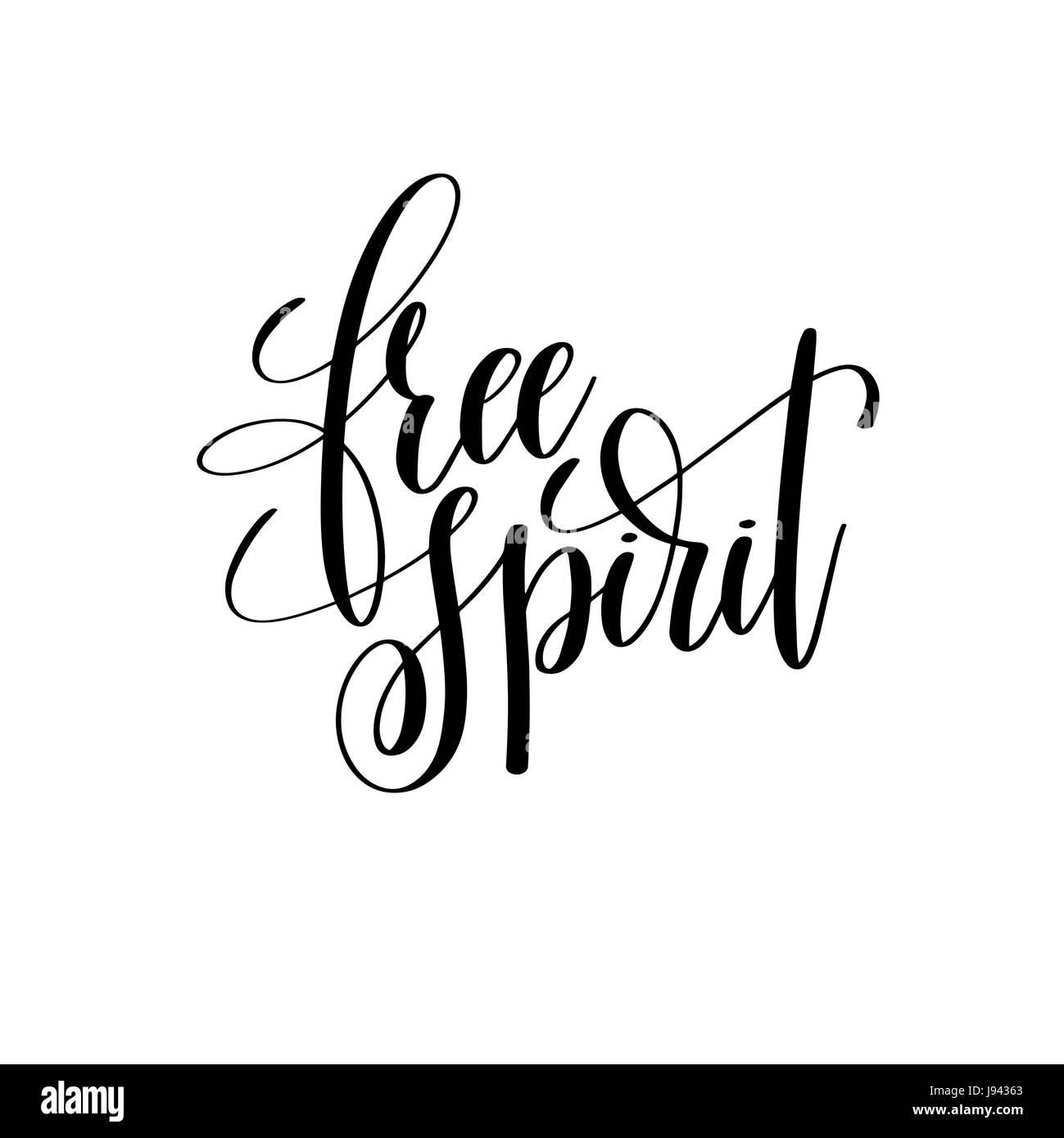 free spirit black and white hand lettering inscription Stock Vector ...