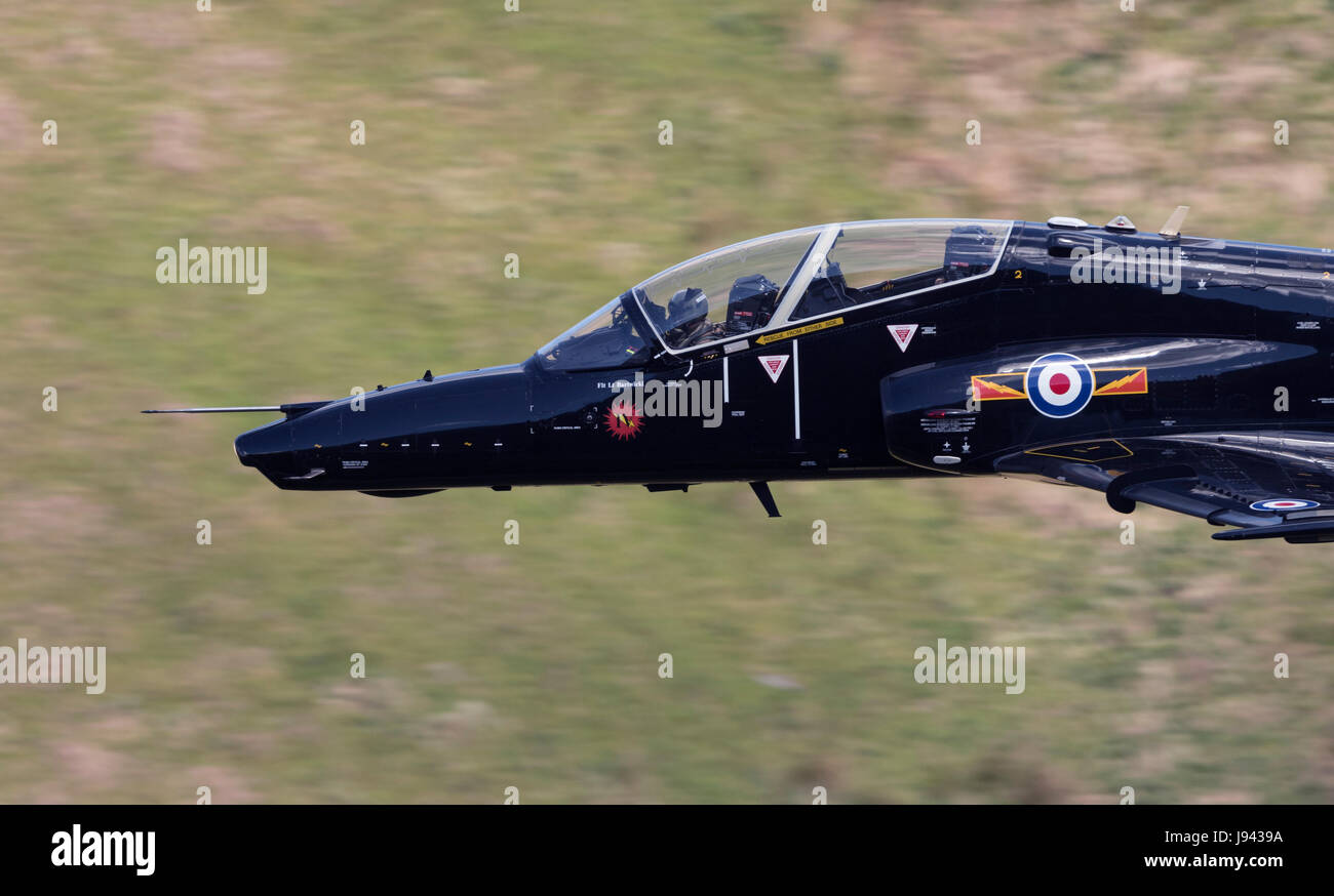 RAF Hawk flying low level in the Mach Loop Stock Photo - Alamy