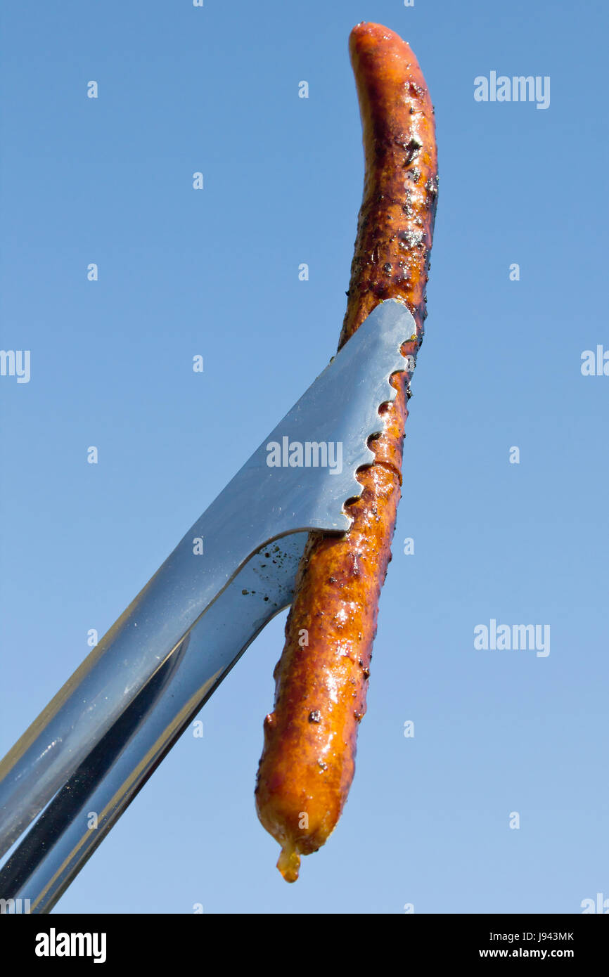 blue, silver, grill, barbecue, barbeque, firmament, sky, pliers, tongs ...