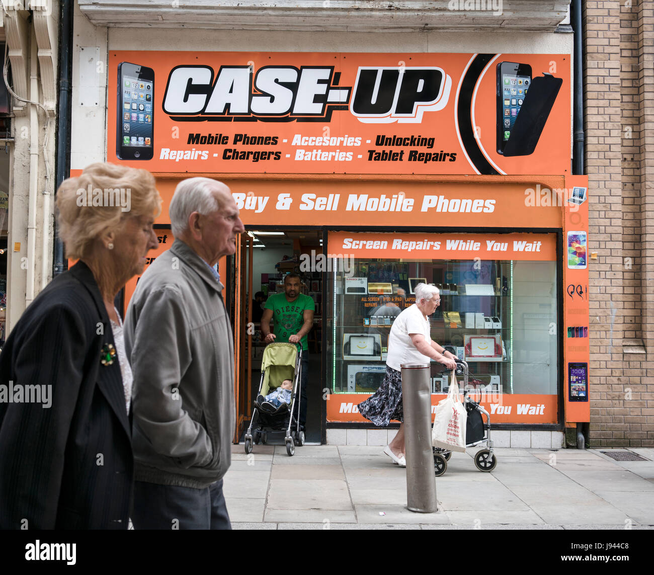 Newport, Wales - 06/28/2016. A phone exchange shop on Commercial Street ...