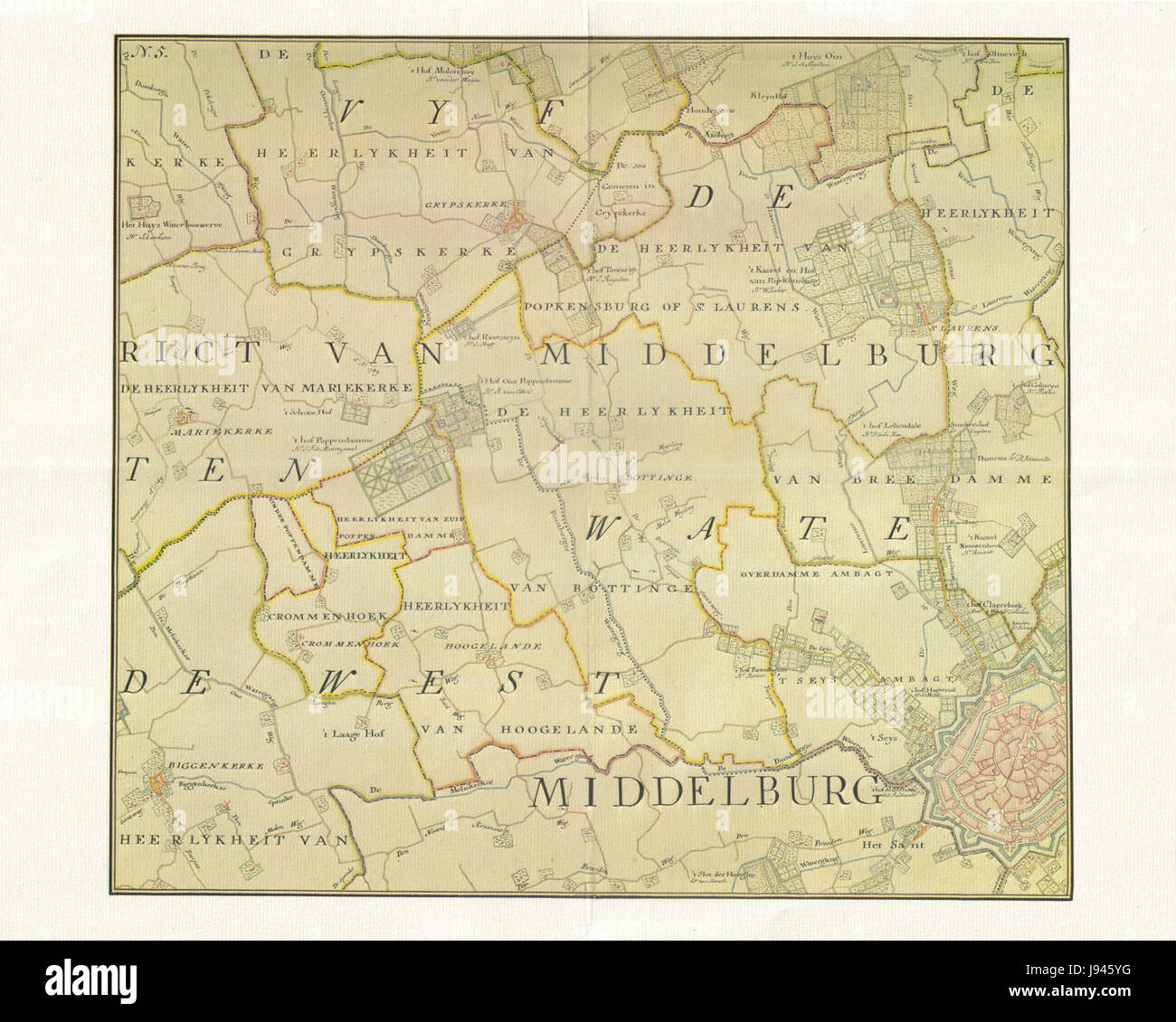 The 1750 map of Walcheren, created by Hattinga, offers an historical ...