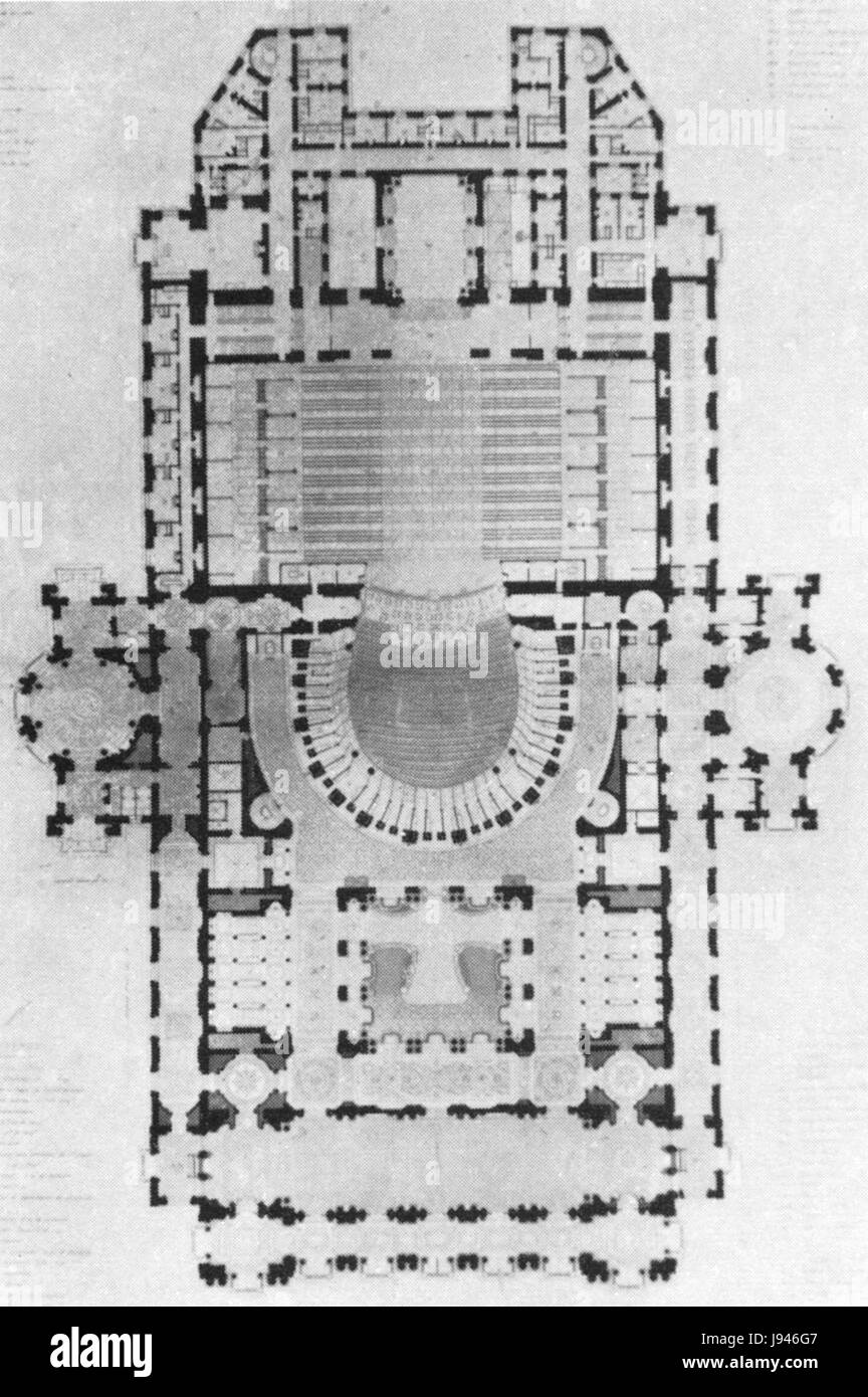 The plan of the Palais Garnier at the first loge level, as depicted in ...