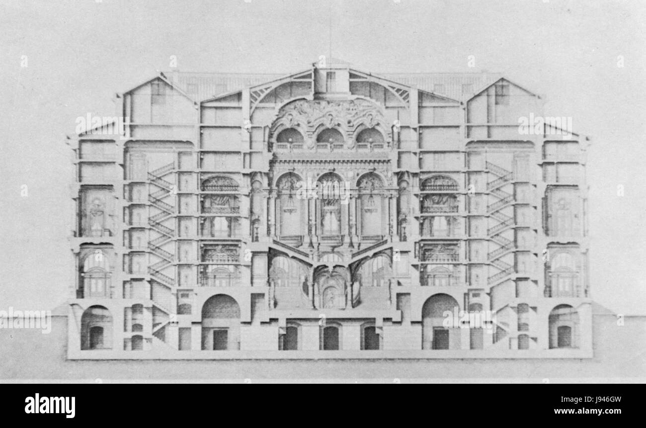 Palais Garnier transverse section at the grand staircase Steinhauser ...