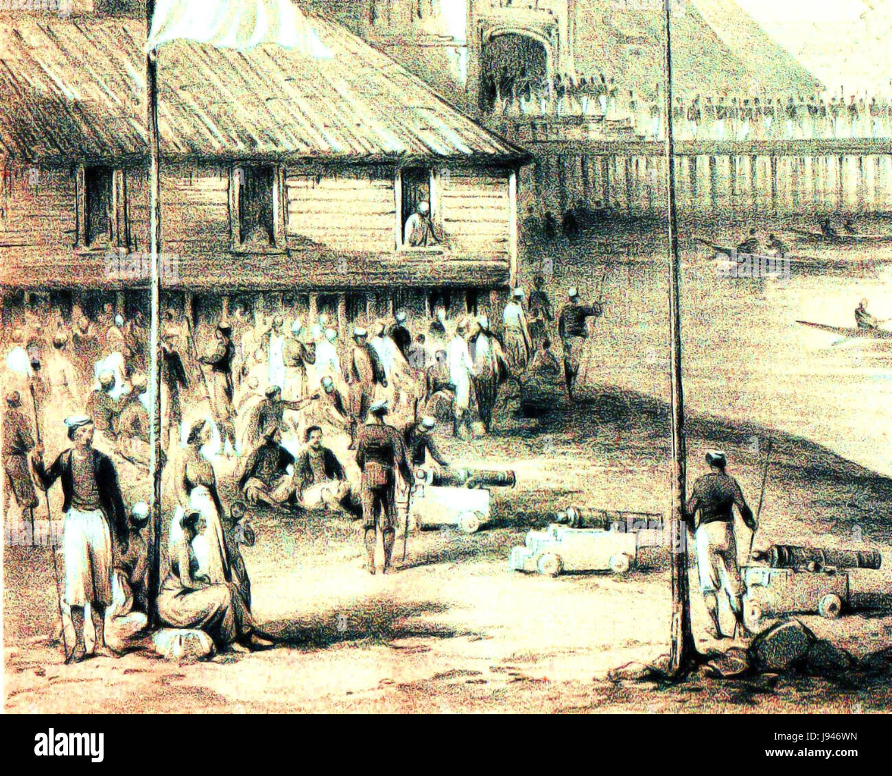 Verdediging van een kampong Stock Photo - Alamy