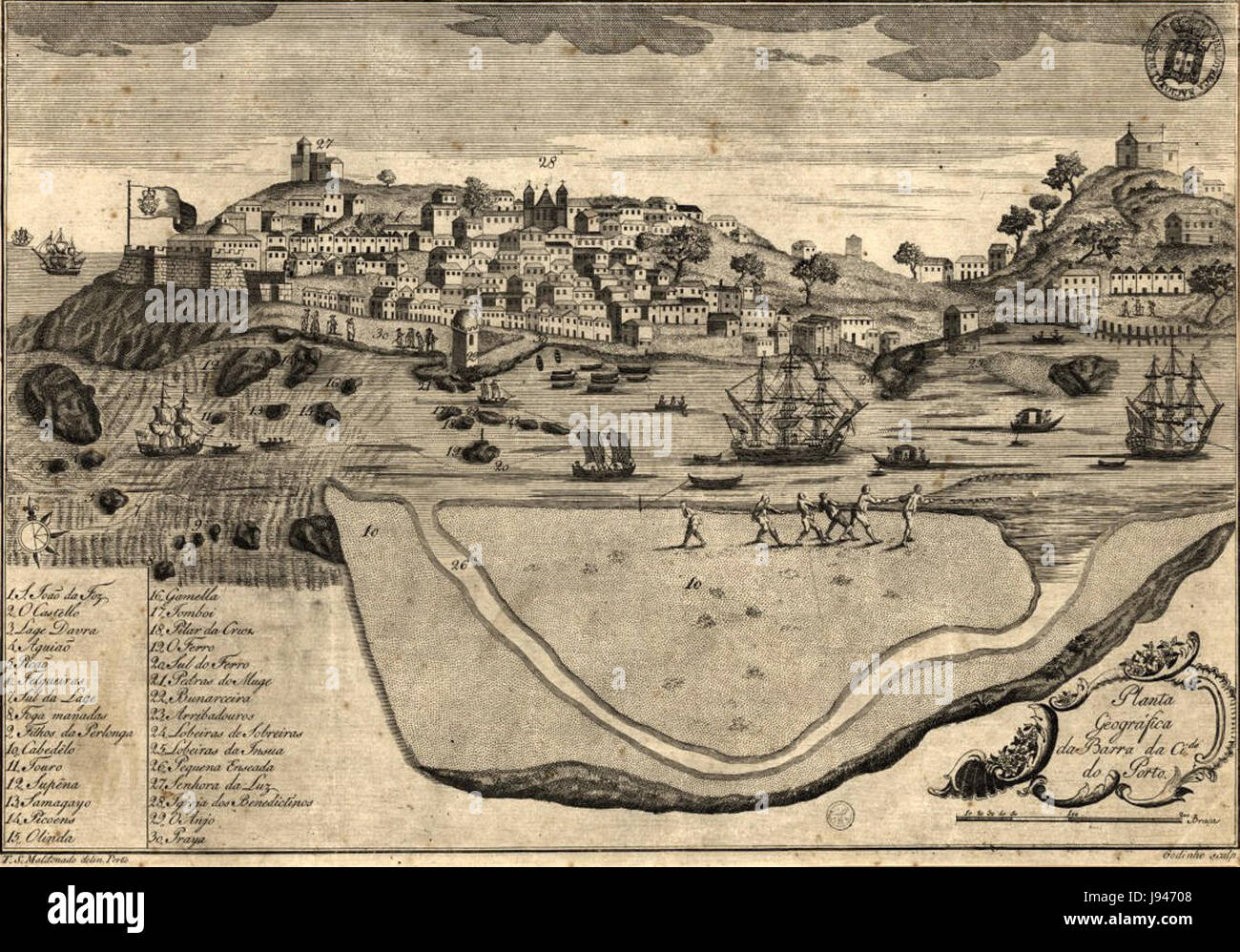 This geographical map from 1789 depicts the city of Porto, highlighting ...