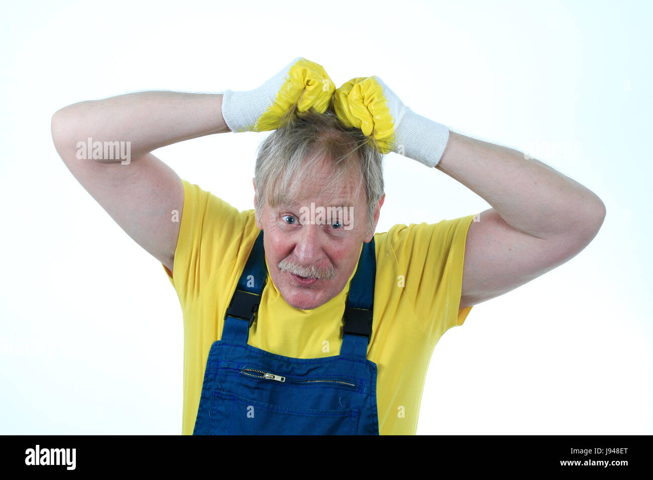 gardener pulling each other's hair Stock Photo - Alamy