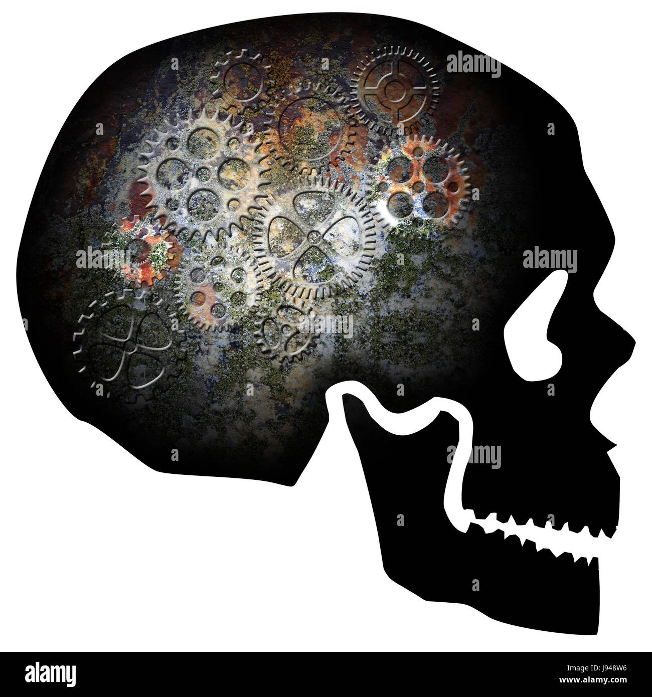 skull, rusty, silhouette, skeleton, mechanical, brain, texture ...