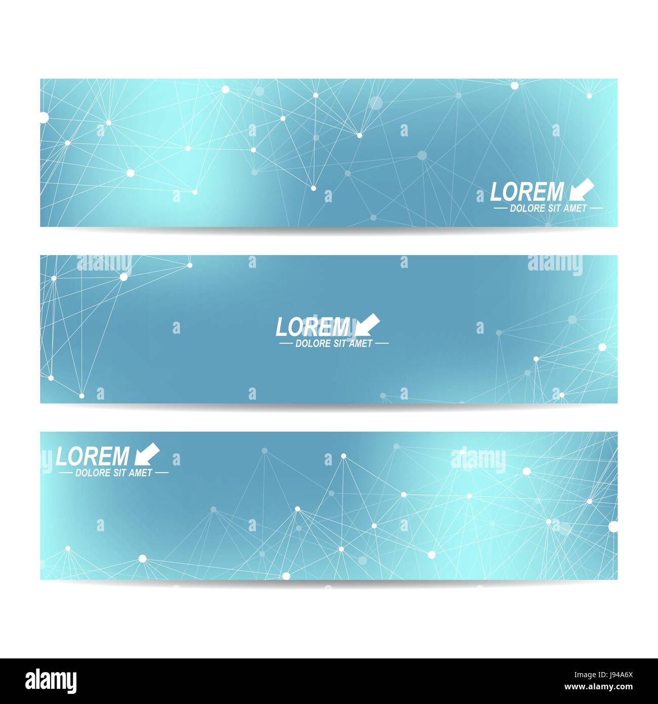 Geometric abstract banners. Molecule and communication background for ...