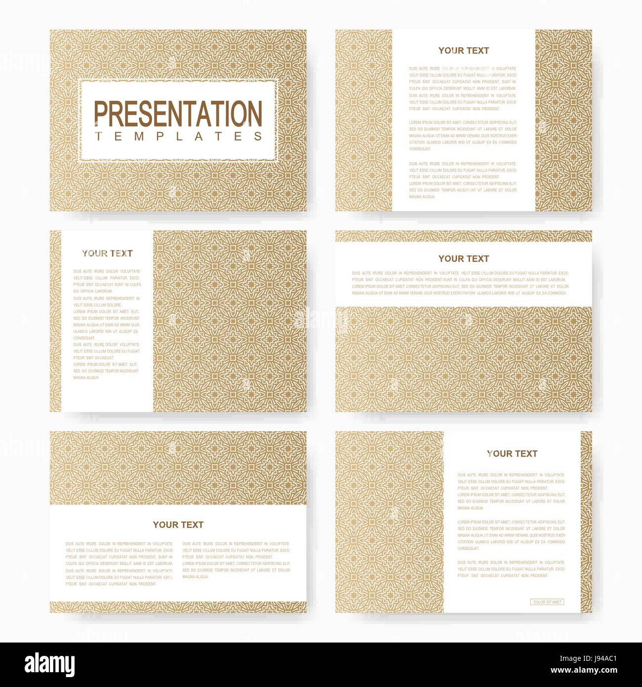 Golden set of vector templates for multipurpose presentation slides ...