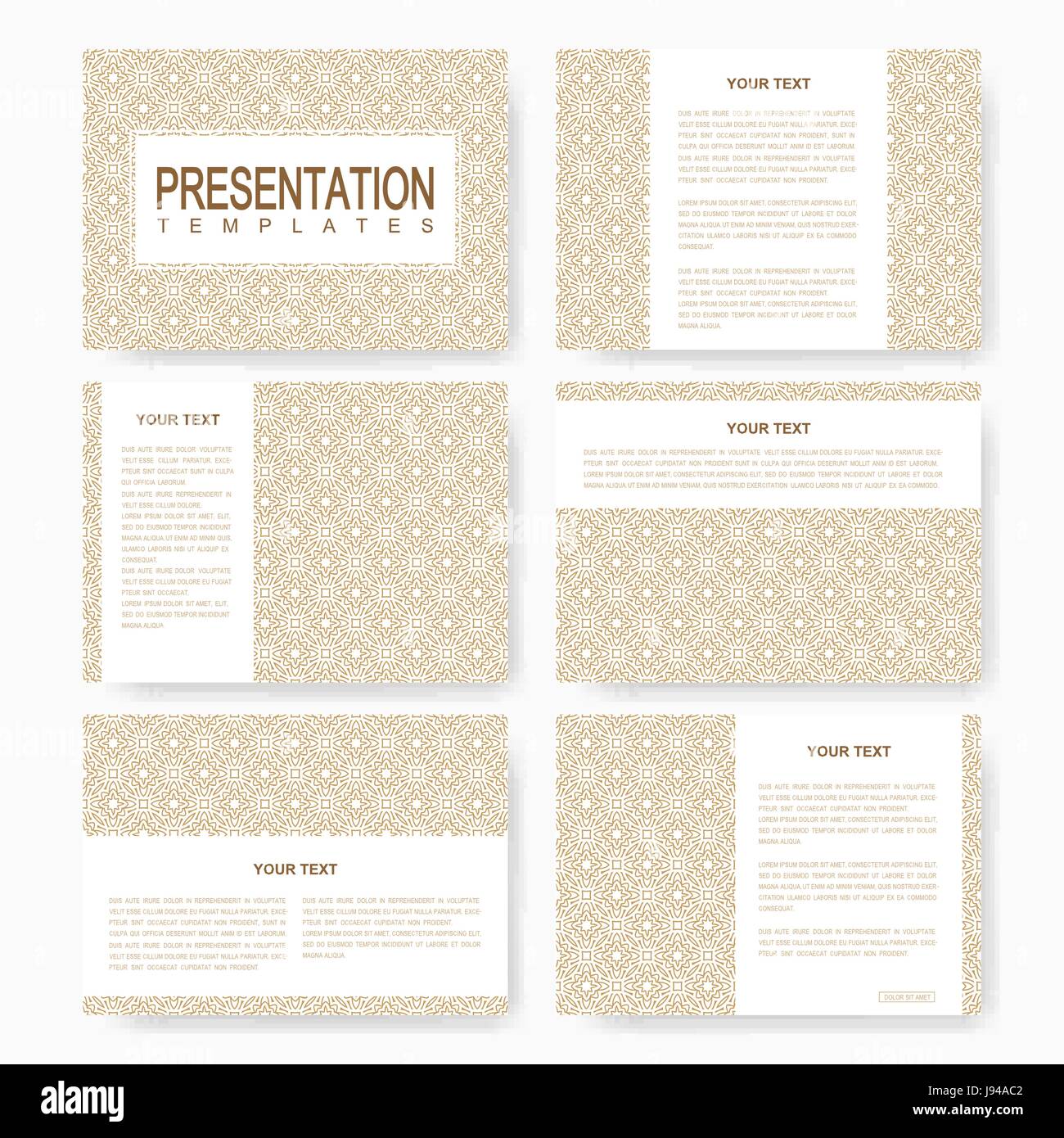 Golden set of vector templates for multipurpose presentation slides ...