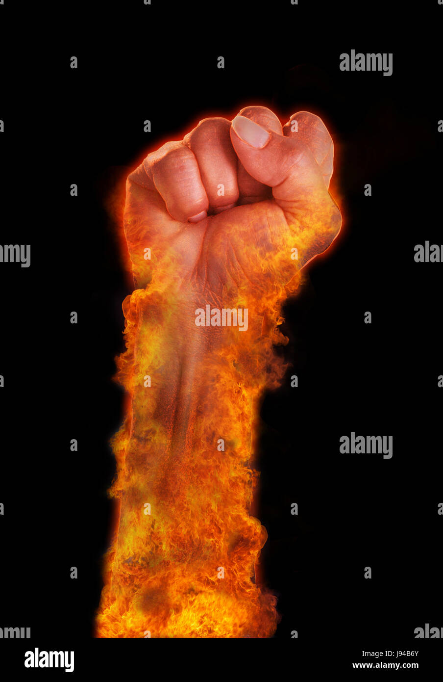 hand with fire burning on black background for multipurpose Stock Photo ...