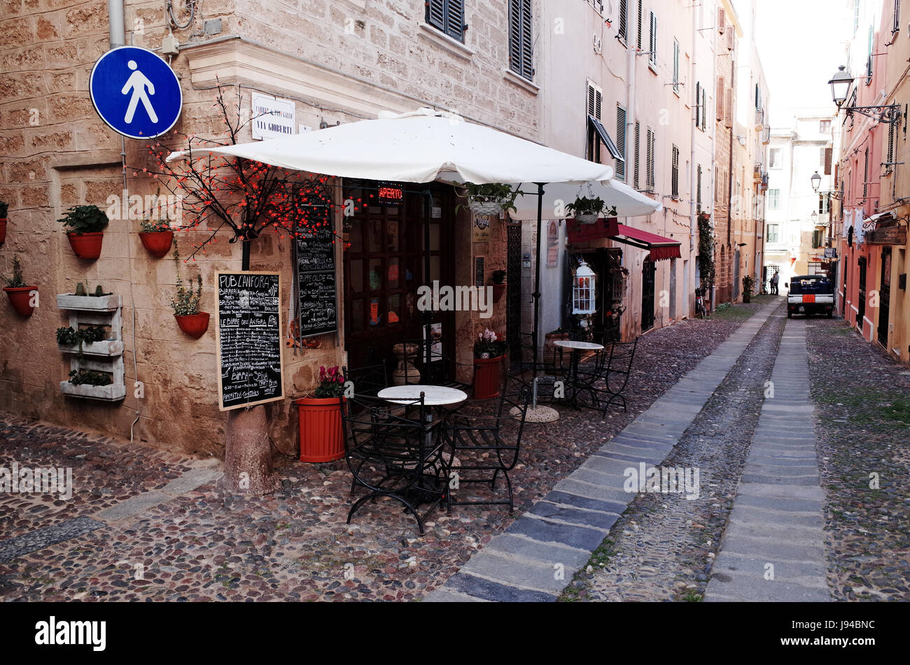 Alghero, Sardinia. Old town center Stock Photo - Alamy