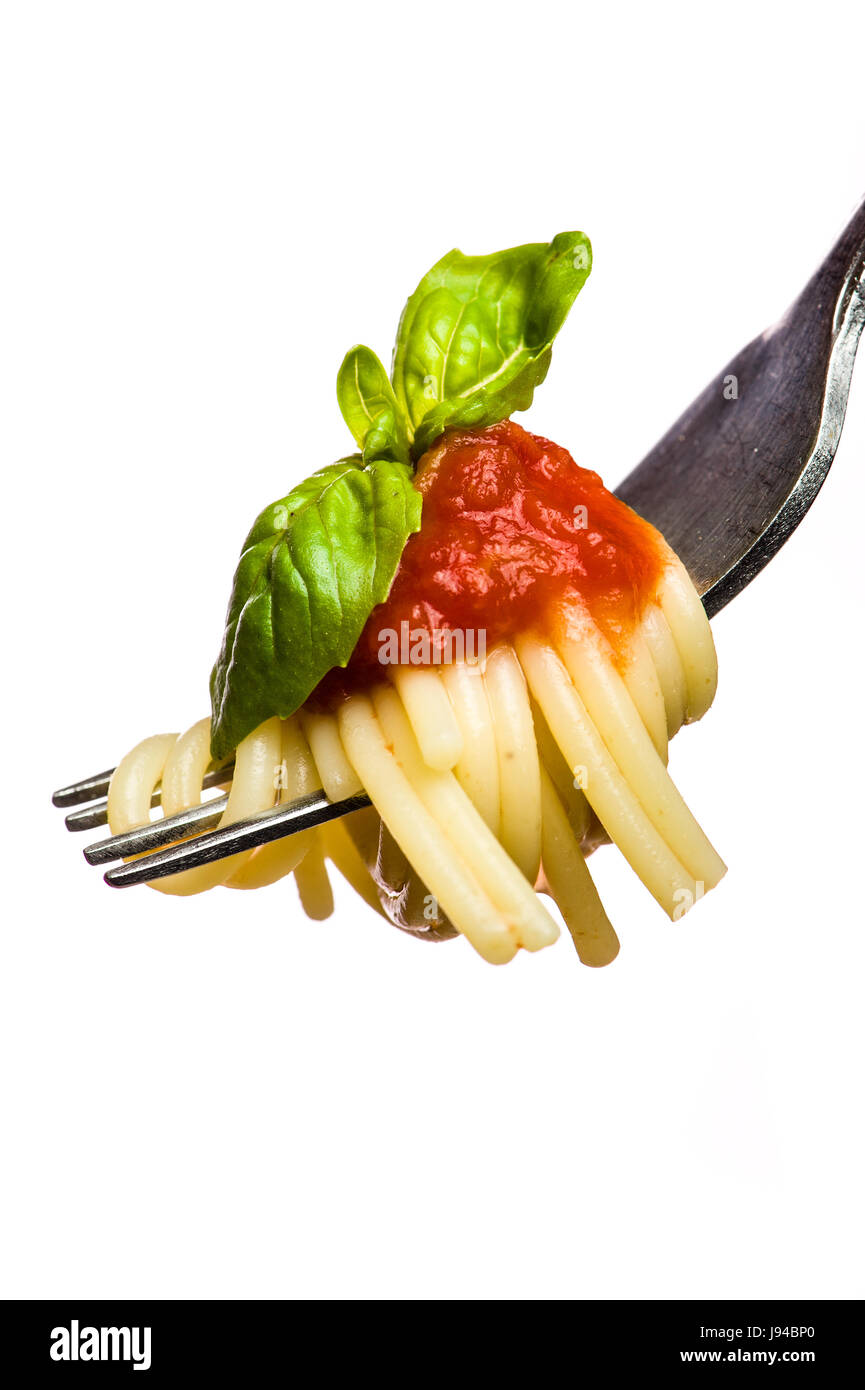 leaf, spaghetti, sauce, fork, basil, tomato, restaurant, food, aliment ...