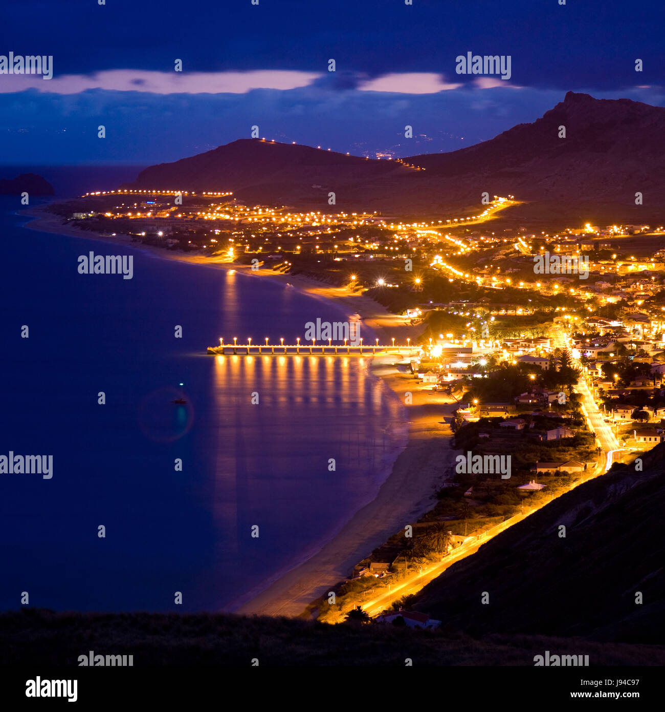 night, nighttime, lights, beach, seaside, the beach, seashore, europe ...