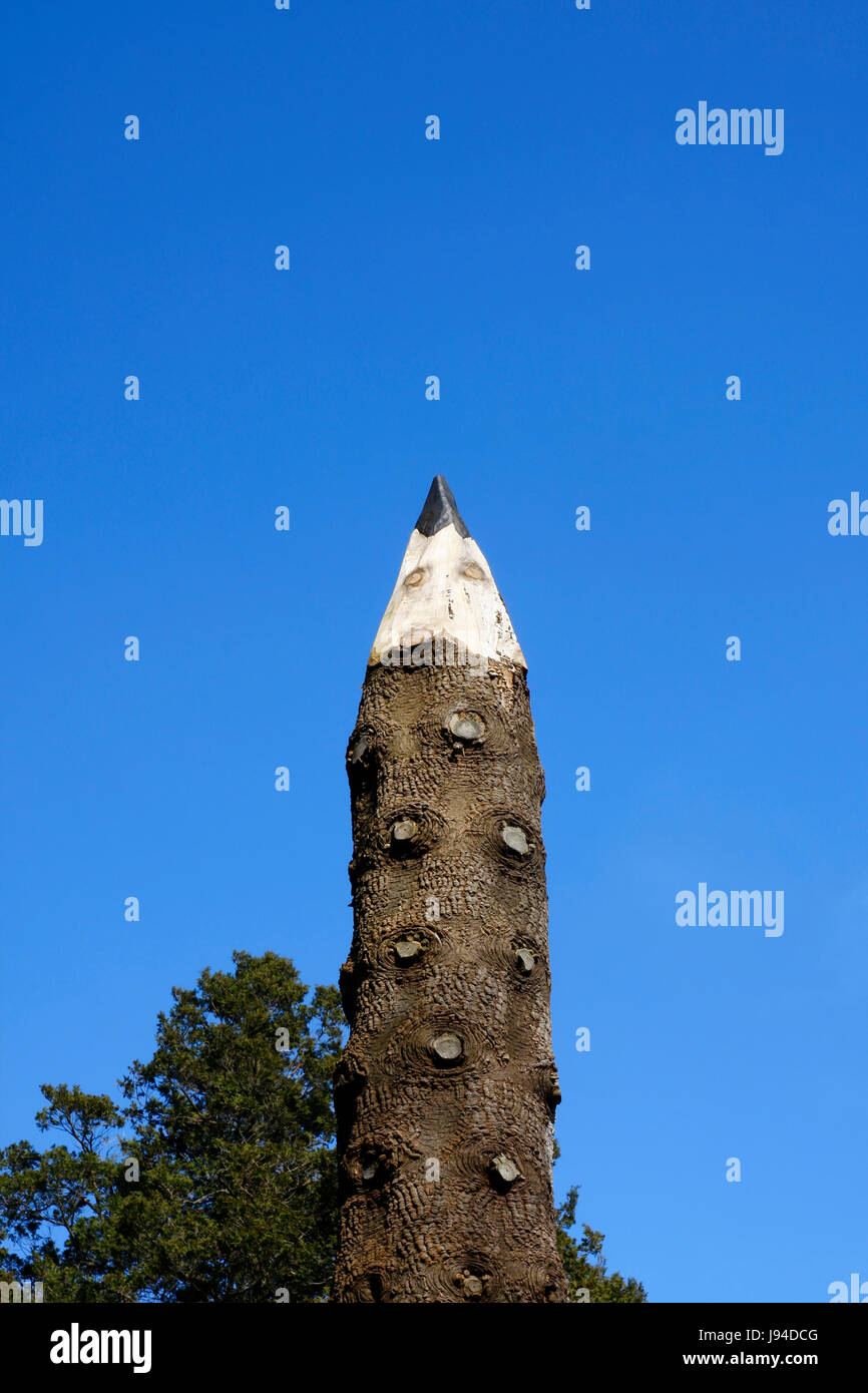 tree, giant, sculpture, pole, carving, point, pen, style, pencil, blue ...