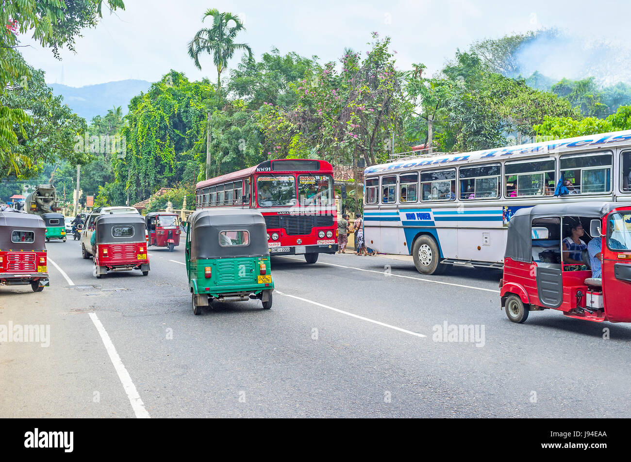PERADENIYA, SRI LANKA - NOVEMBER 28, 2016: The traffic on Colombo-Kandy ...