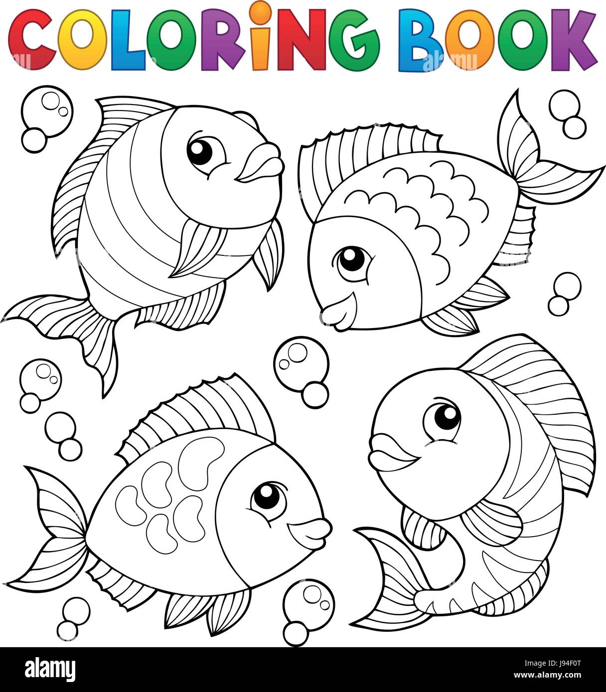 Coloring book with fish theme 4 - eps10 vector illustration Stock ...