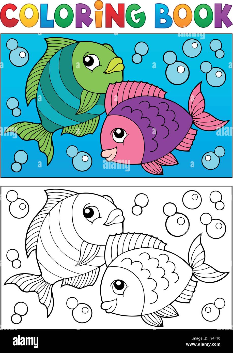 Coloring book with fish theme 6 - eps10 vector illustration Stock ...