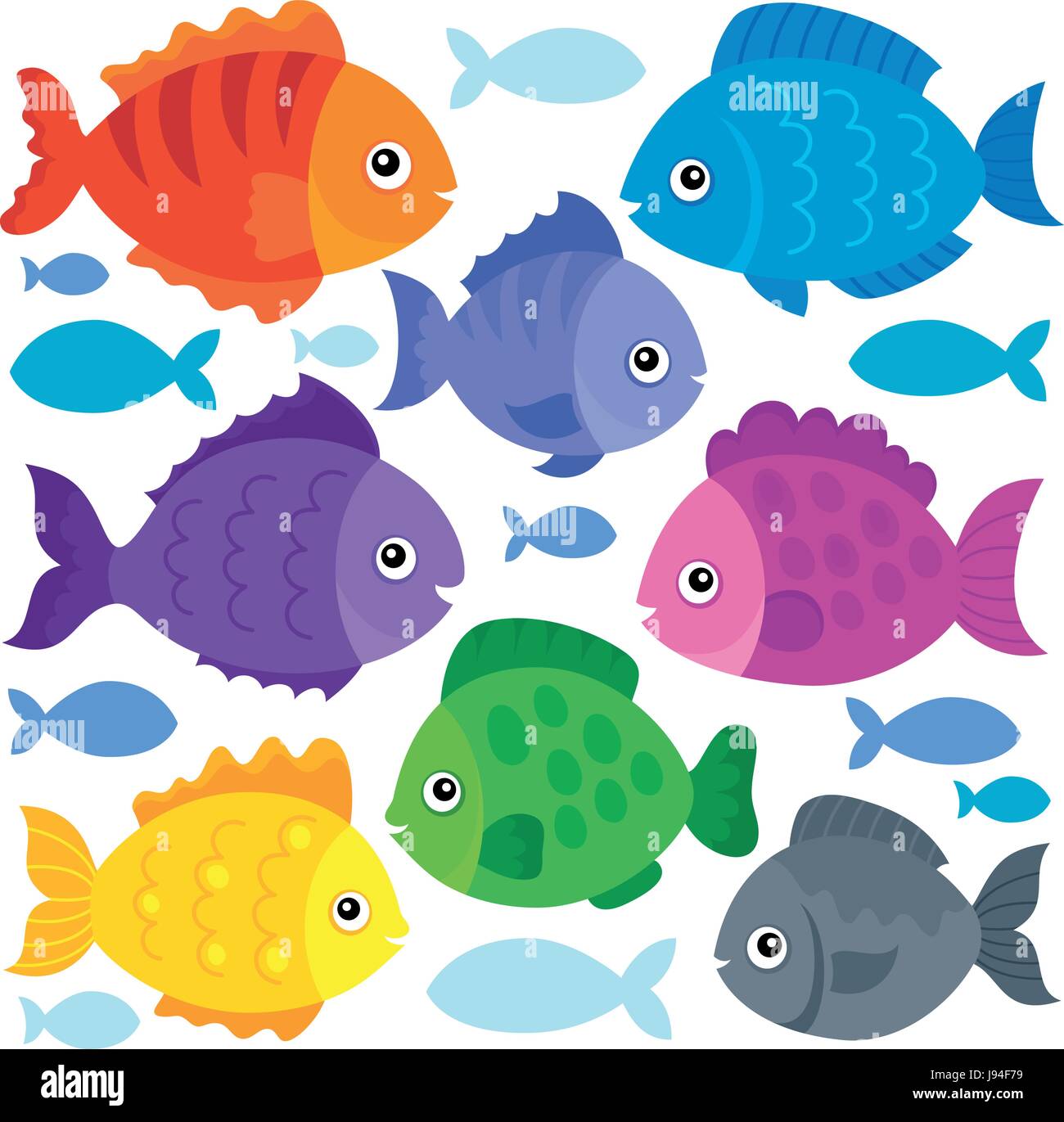 Stylized fishes theme set 1 - eps10 vector illustration Stock Vector ...