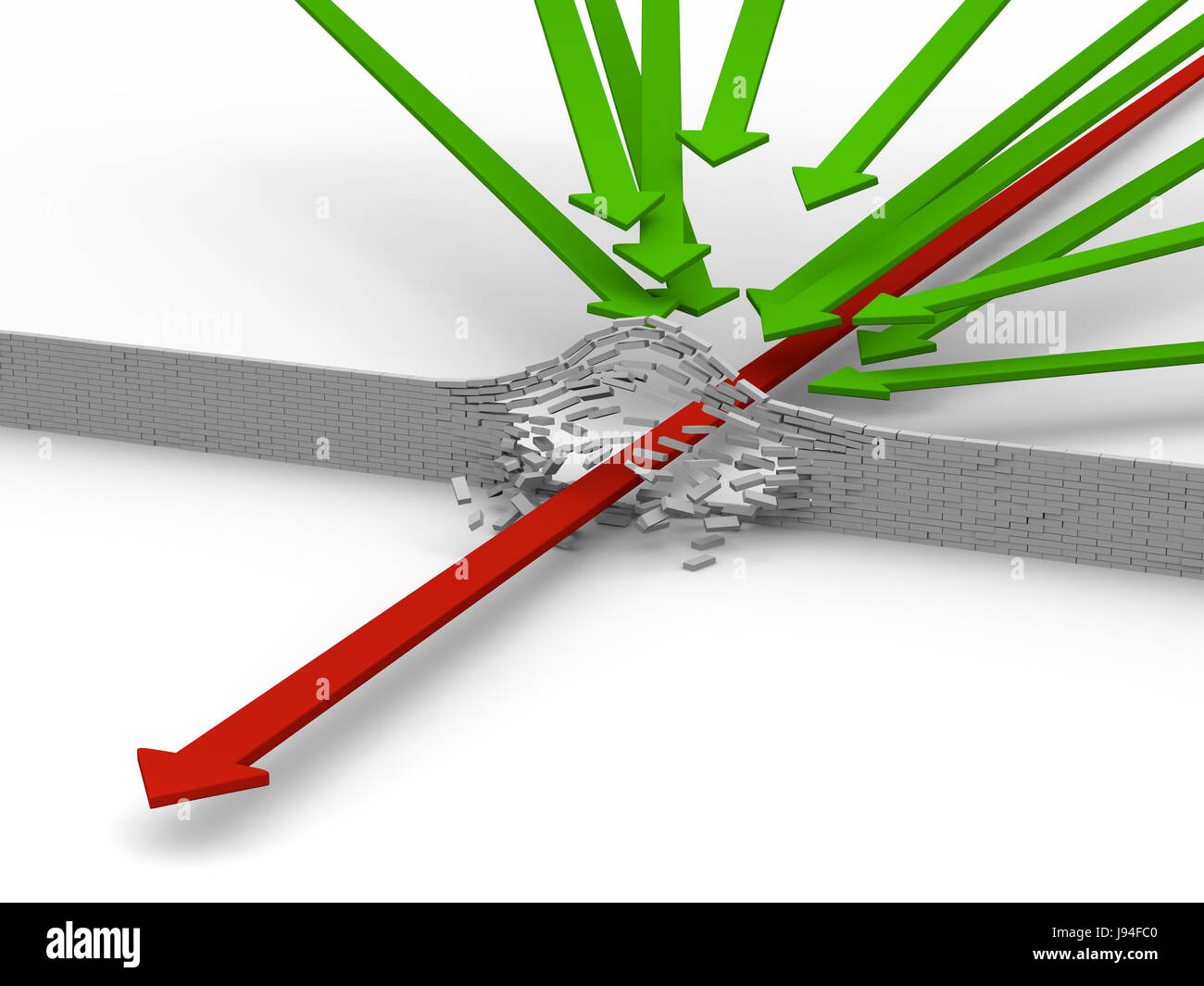 breakthrough, success, achievement, wall, illustration, brick, leader ...