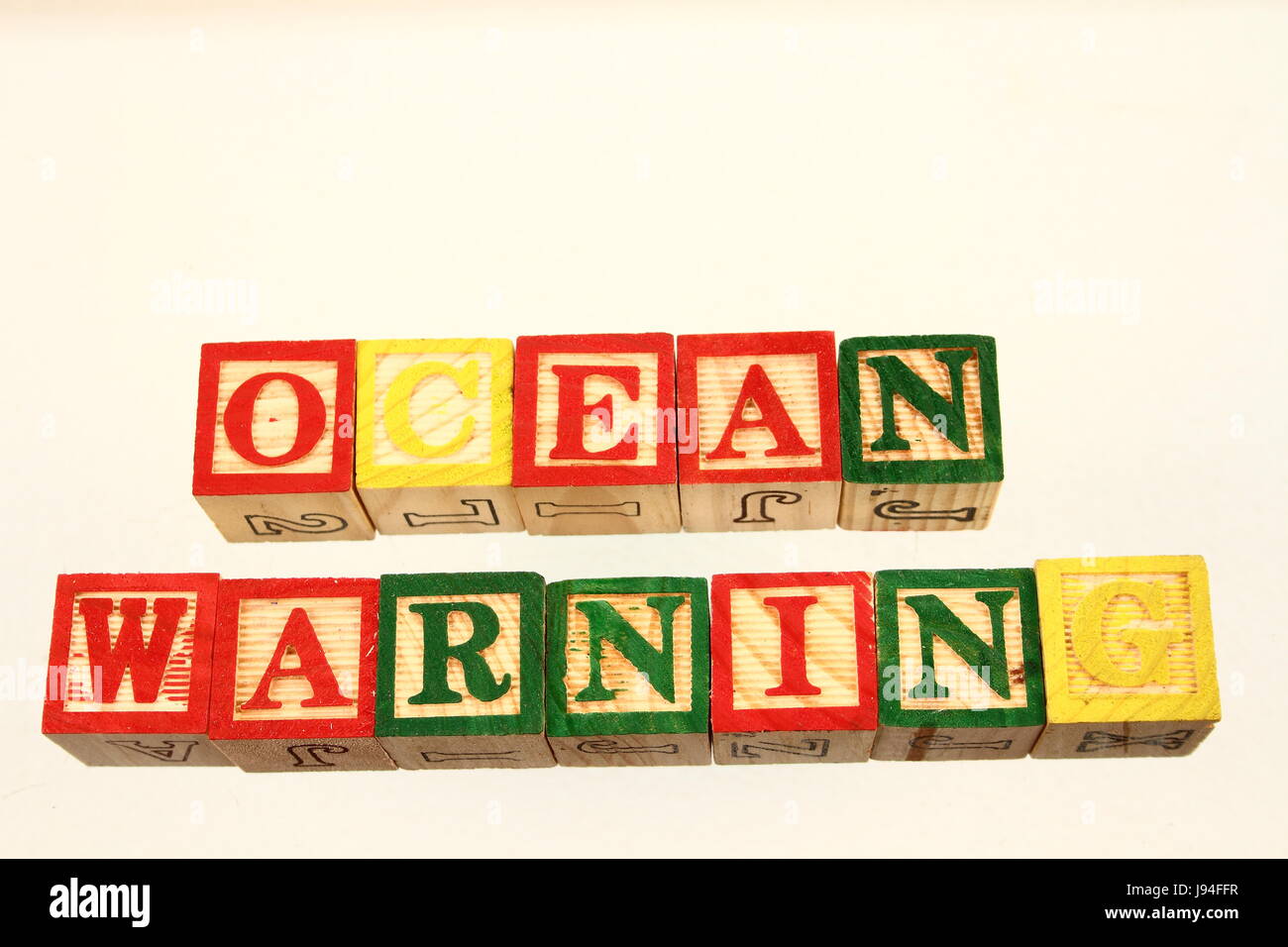 The term ocean warning displayed visually on a white background in ...
