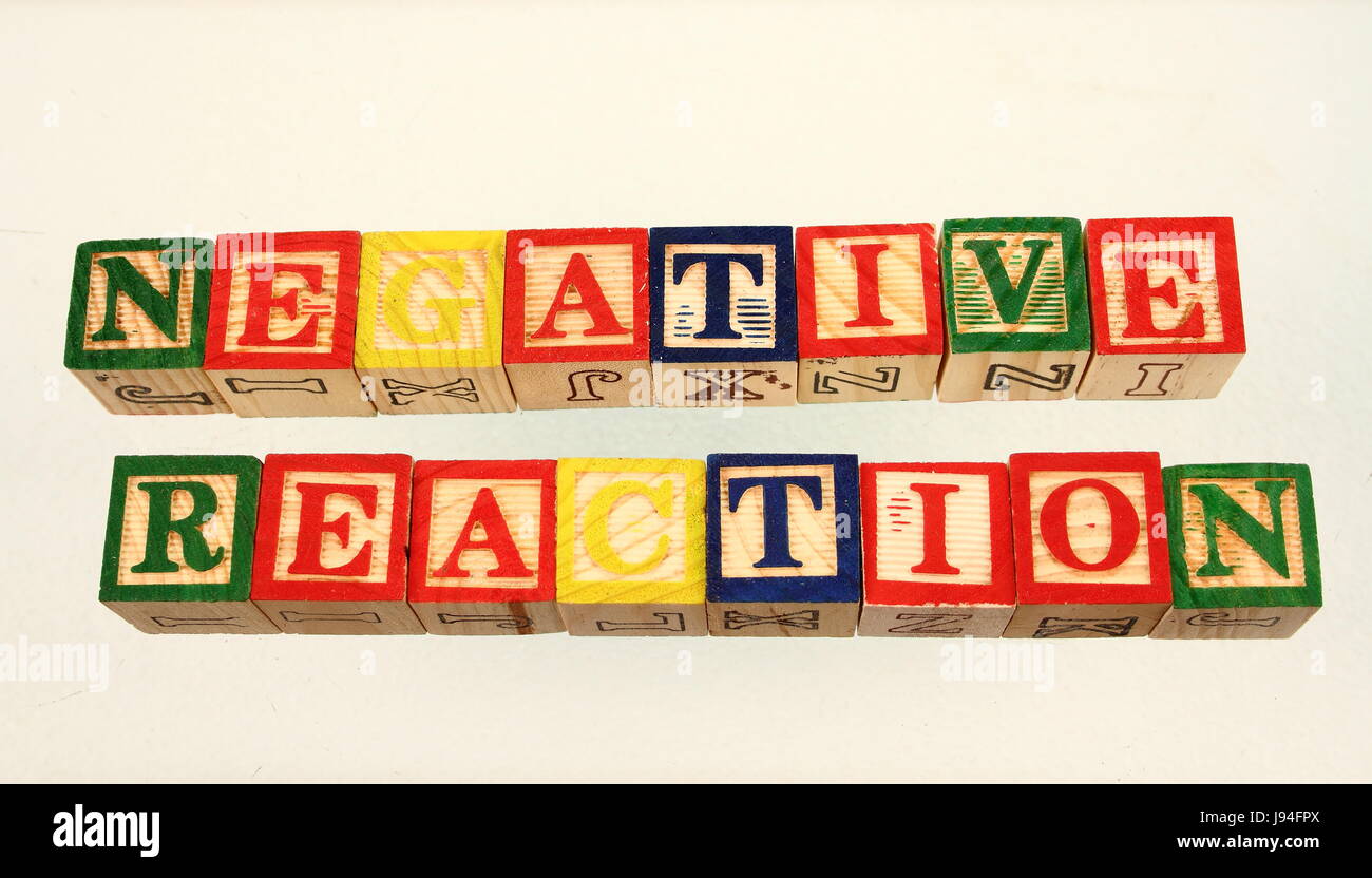 The term negative reaction displayed visually on a white background in ...