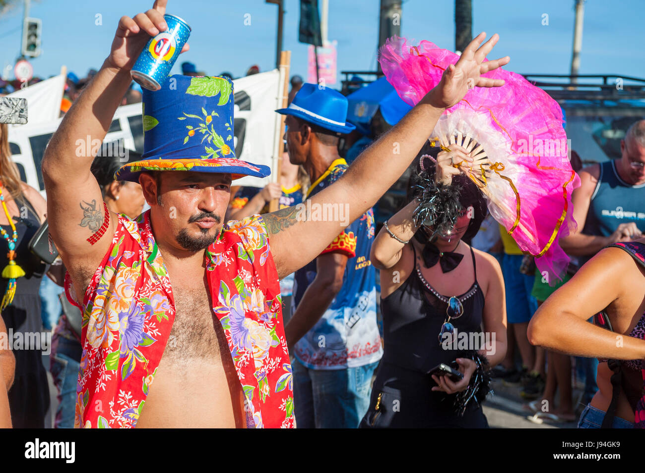 RIO DE JANEIRO - FEBRUARY 18, 2017: An afternoon carnival street party ...