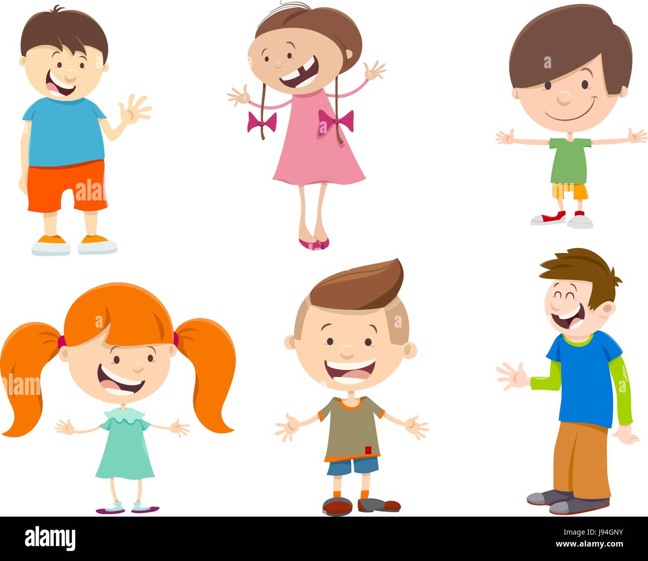 Cartoon Illustration of Cute Kids Characters Set Stock Vector Image ...